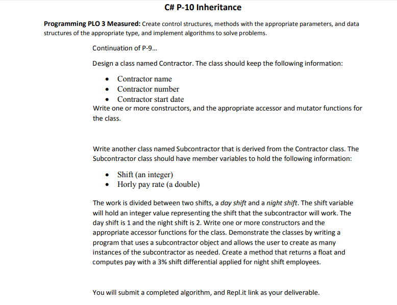 Solved Ca P 10 Inheritance Programming Plo 3 Measured Create Control Structures Methods