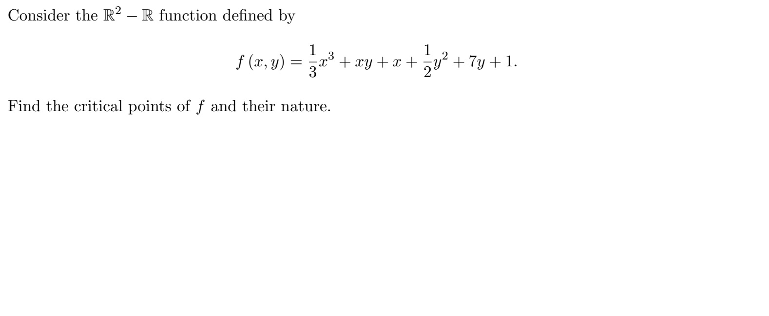 Solved Consider the R2−R function defined by | Chegg.com