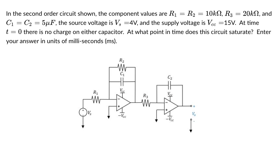 Solved In the second order circuit shown, the component | Chegg.com
