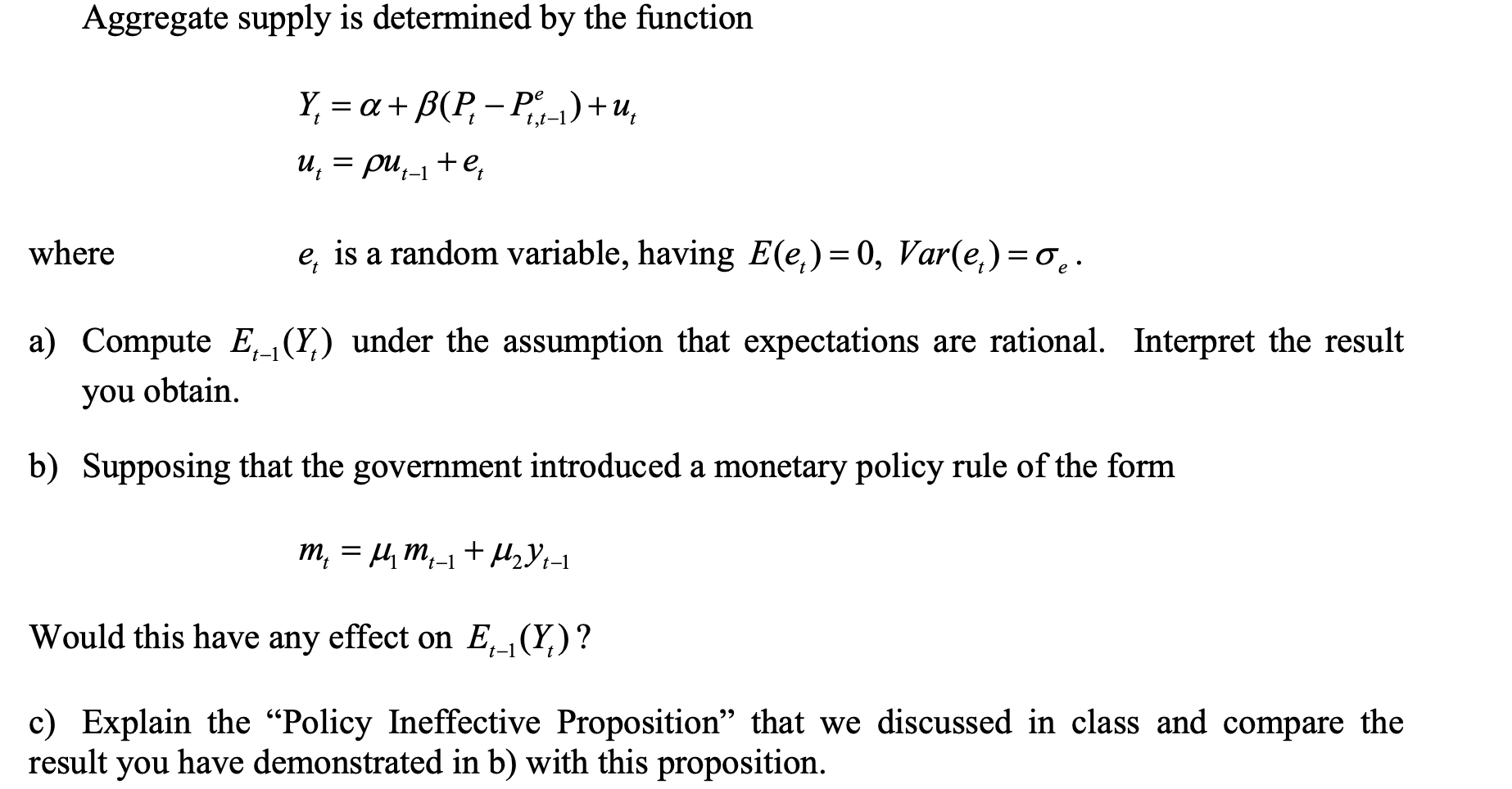 Solved Aggregate supply is determined by the function | Chegg.com