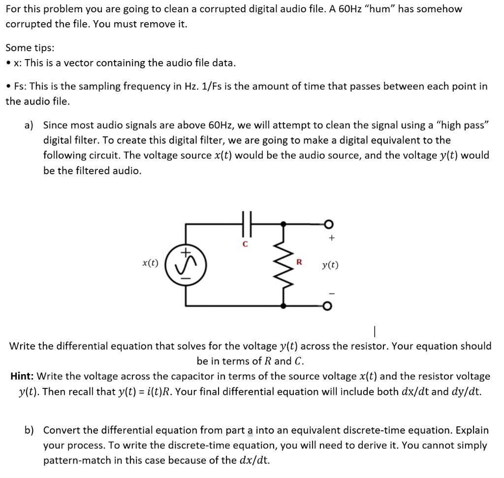 For this problem you are going to clean a corrupted | Chegg.com