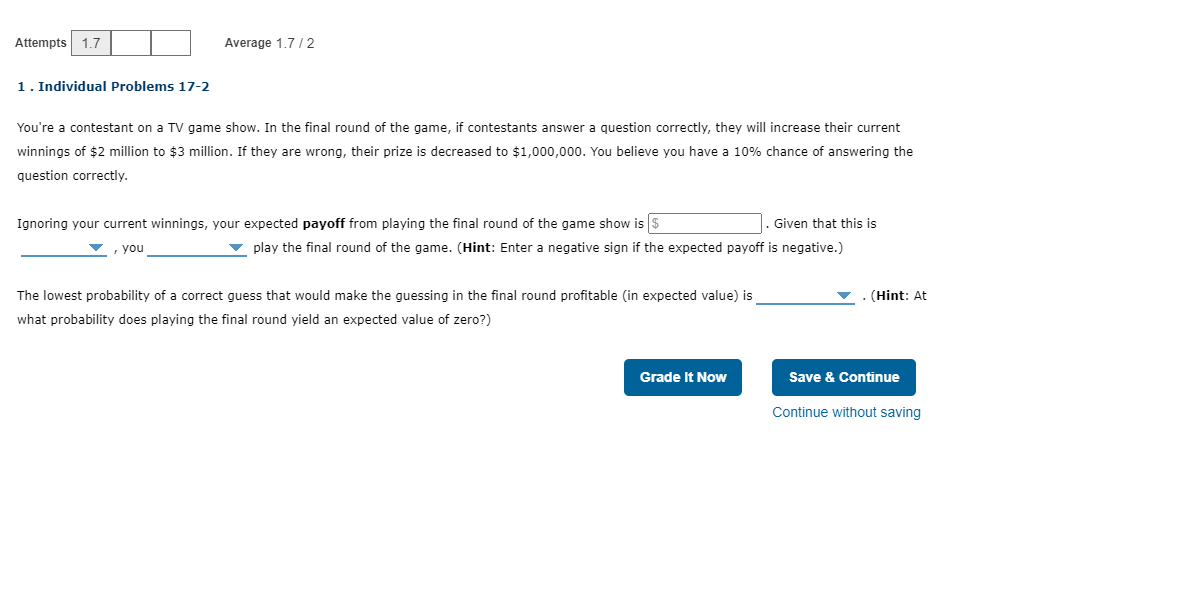 Solved Youre A Contestant On A Tv Game Show In The Final