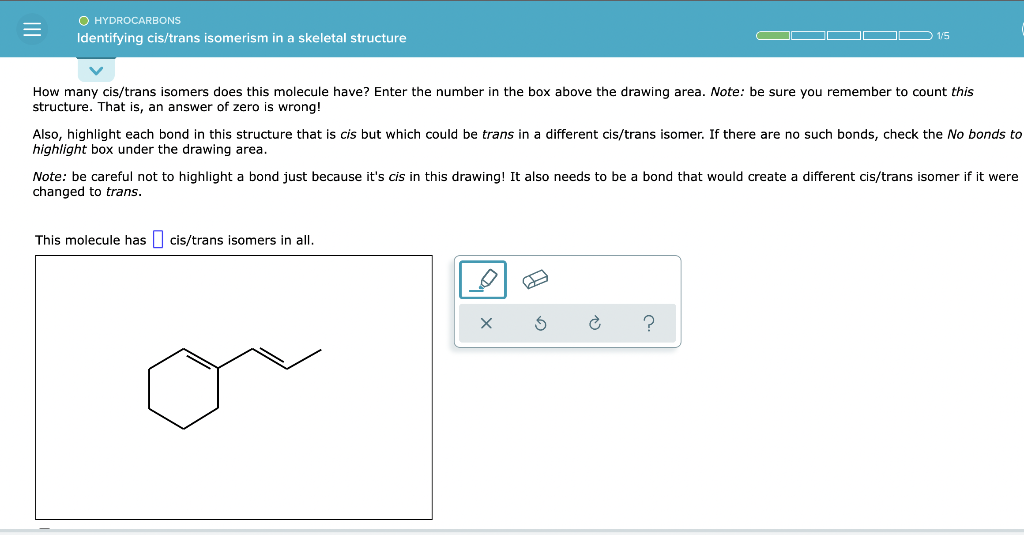 Solved O Hydrocarbons Identifying Cis Trans Isomerism In A