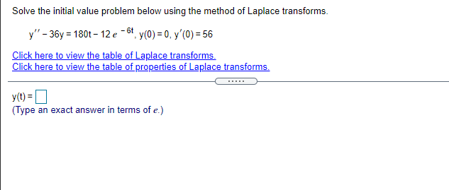 Solved Solve the initial value problem below using the | Chegg.com