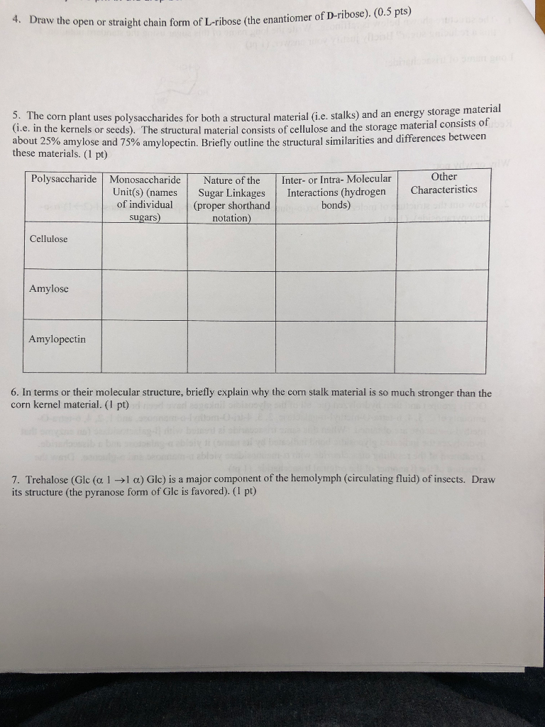 Solved 4. Draw the open or straight chain form of L-ribose | Chegg.com