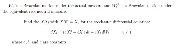 Solved W? is a Brownian motion under the actual measure and | Chegg.com