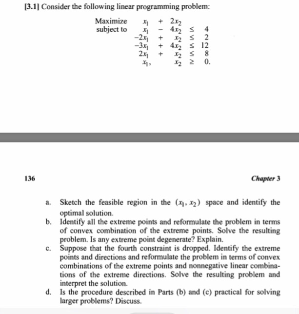 Solved 3.1] Consider the following linear programming | Chegg.com