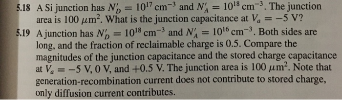 Solved 5.18 A Si junction has ND 1017 cm-3 and NA 1018 cm-3. | Chegg.com