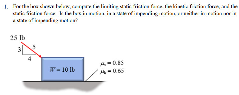 Solved 1. For the box shown below, compute the limiting | Chegg.com