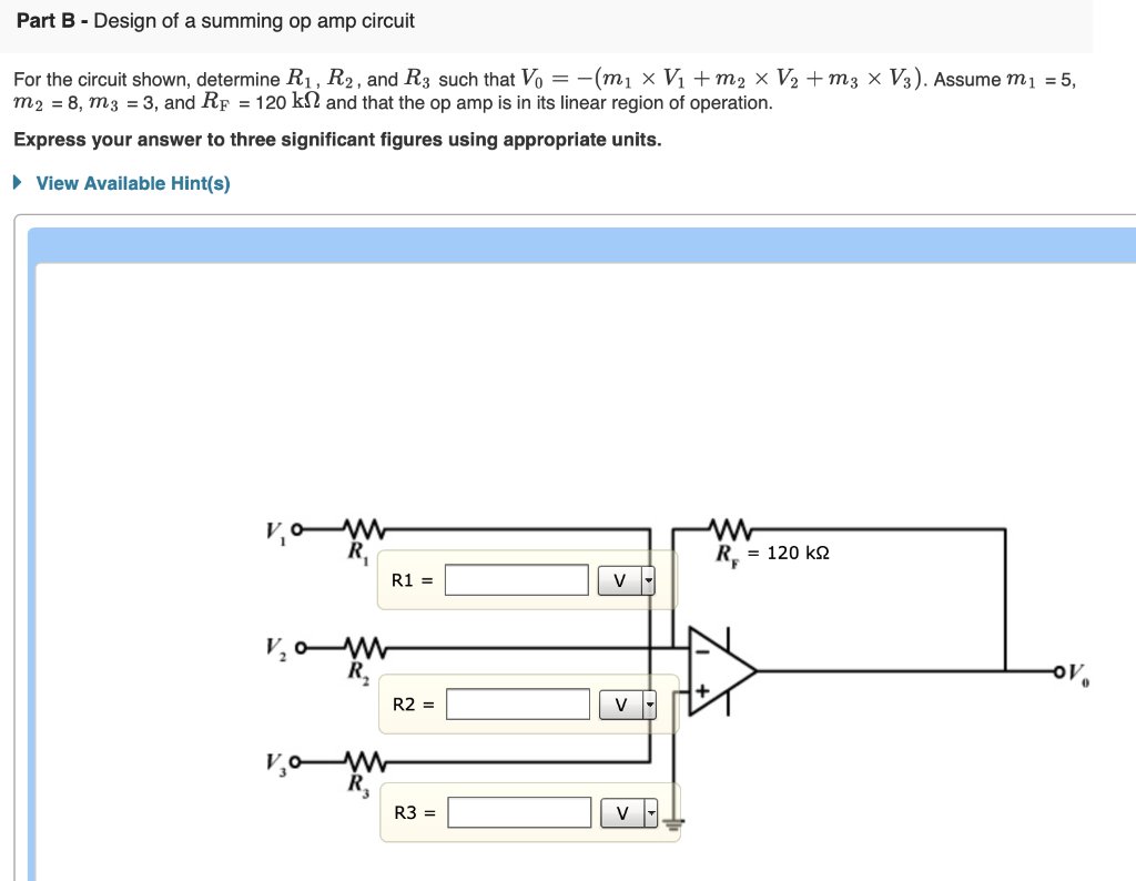 Solved Part A - Calculating the output voltage of a summing | Chegg.com