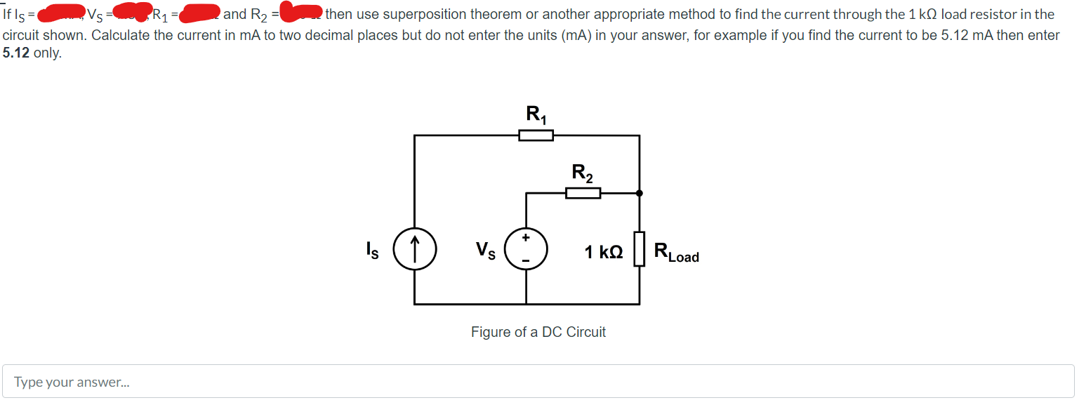 Solved circuit shown. Calculate the current in mA to two | Chegg.com