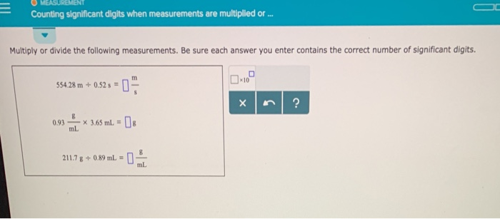Solved counting significant digits when measurements are | Chegg.com