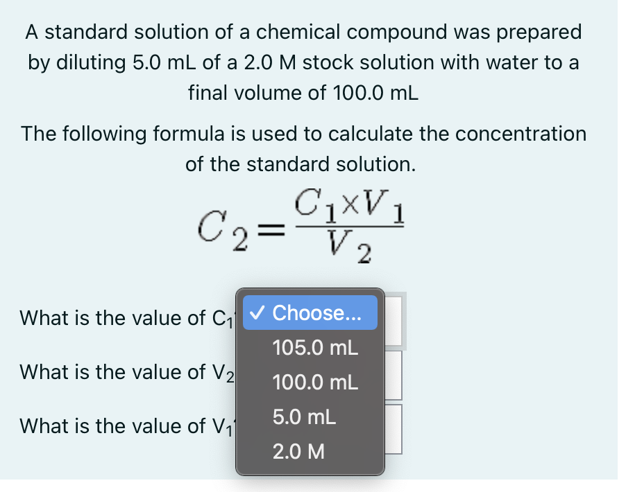 Solved A standard solution of a chemical compound was | Chegg.com