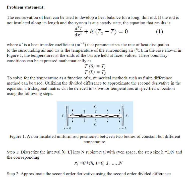 Problem statement: The conservation of heat can be | Chegg.com