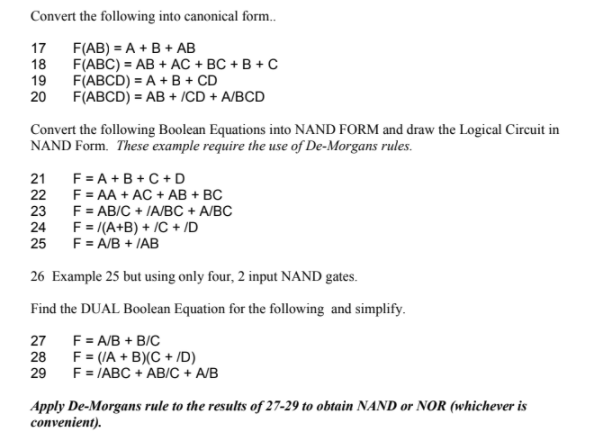 Solved 17 20 Convert the following into canonical form.. | Chegg.com