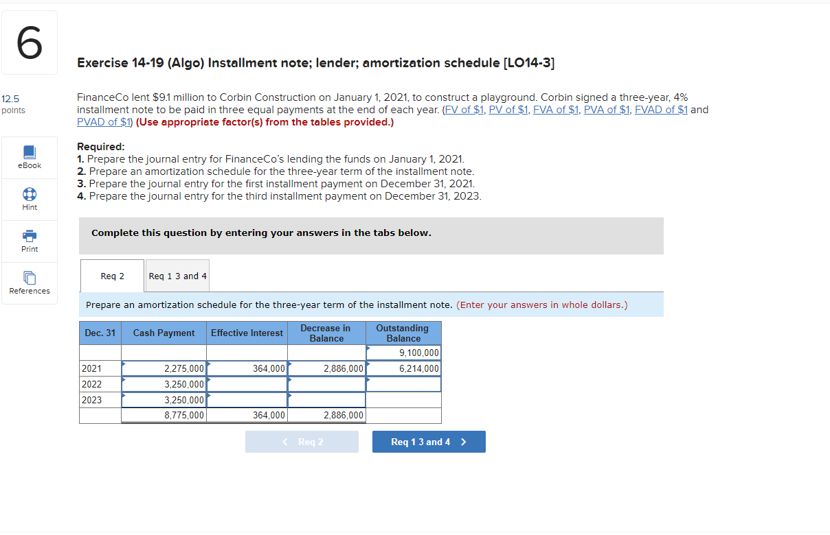 Solved 6 Exercise 14-19 (Algo) Installment note; lender; | Chegg.com