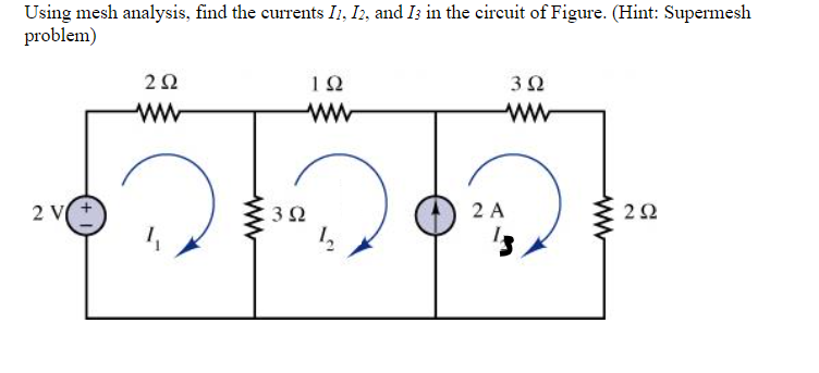 Solved Using mesh analysis, find the currents I1, I2, and 13 | Chegg.com