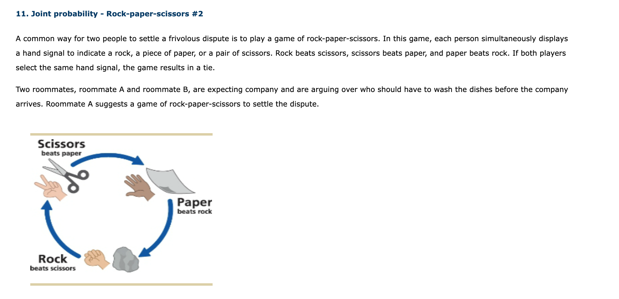 Solved 11. Joint probability - Rock-paper-scissors #2 A | Chegg.com