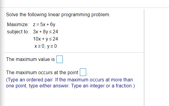 Solved Solve the following linear programming problem. | Chegg.com