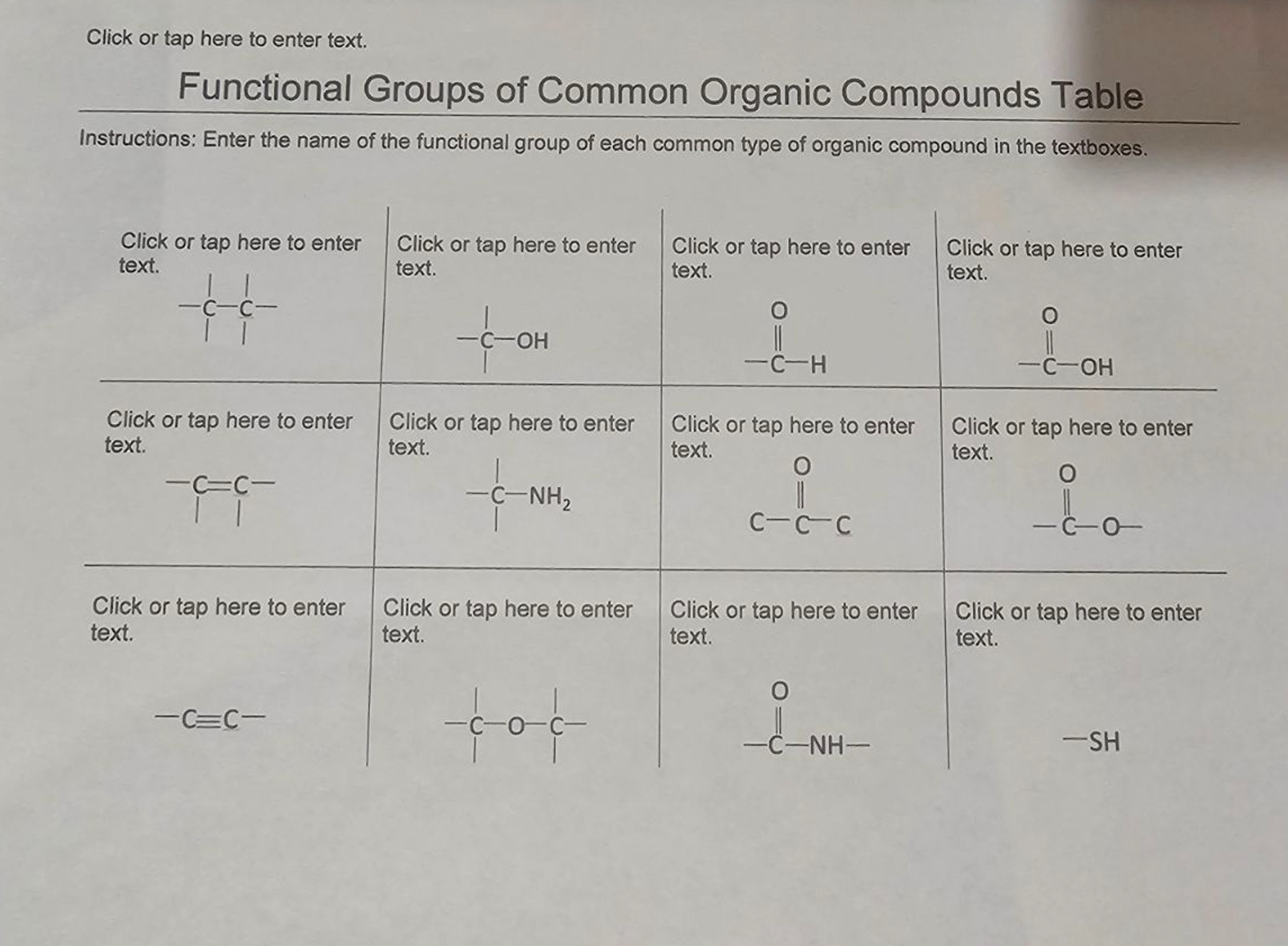 Solved Functional Groups of Common Organic Compounds | Chegg.com