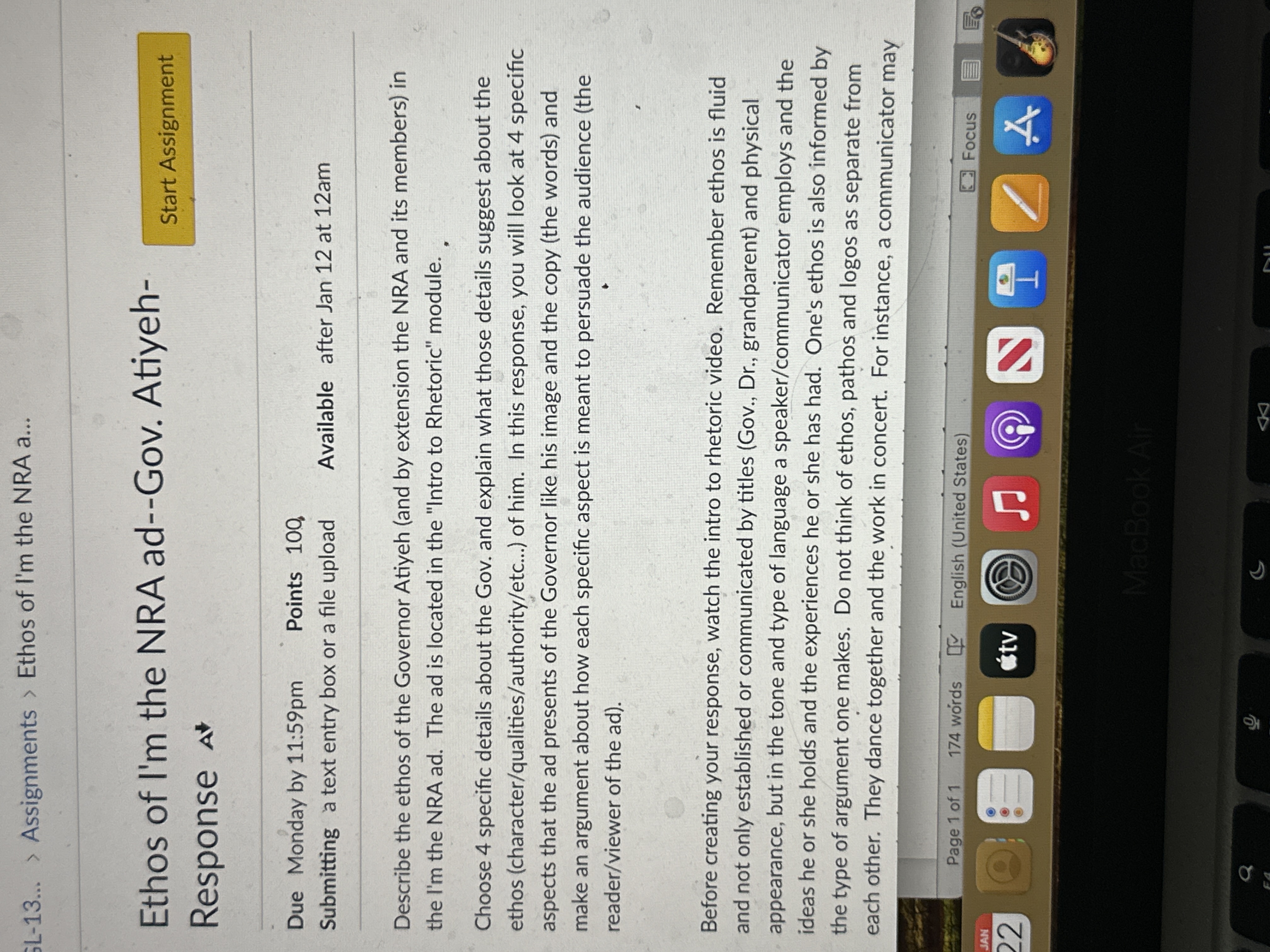 Solved LL-13... > ﻿Assignments > ﻿Ethos of I'm the NRA | Chegg.com