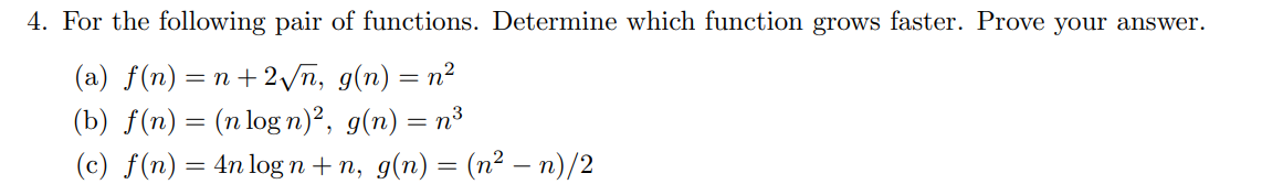 Solved 4. For the following pair of functions. Determine | Chegg.com