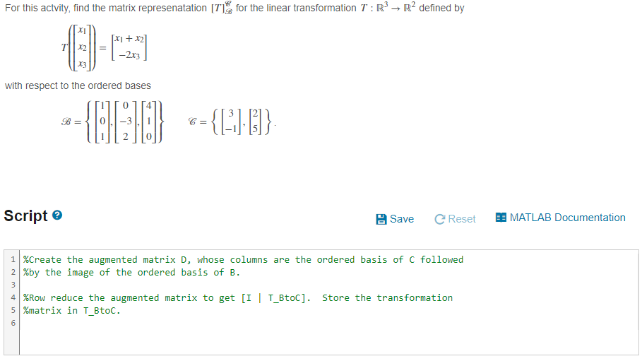 Solved %Create the augmented matrix D, ﻿whose columns are | Chegg.com