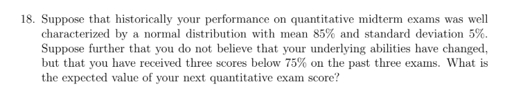 Solved 18 ﻿suppose That Historically Your Performance On 7905