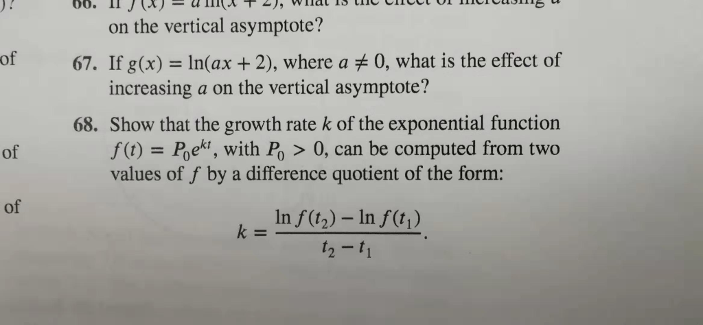 Solved show that growth rate k of the exponential funaction | Chegg.com