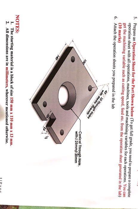 Prepare an Operation Sheet for the Part Shown below | Chegg.com