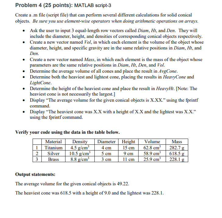 Solved Problem 4 25 Points Matlab Script 3 Create A M