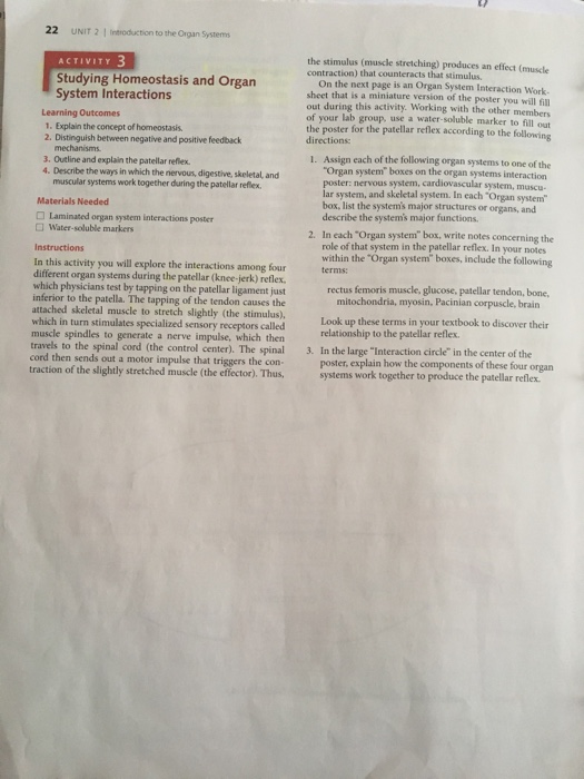 Solved system Interaction worksheet O organs Introducson to | Chegg.com