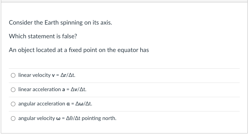 Solved An object located at a fixed point on the equator has | Chegg.com