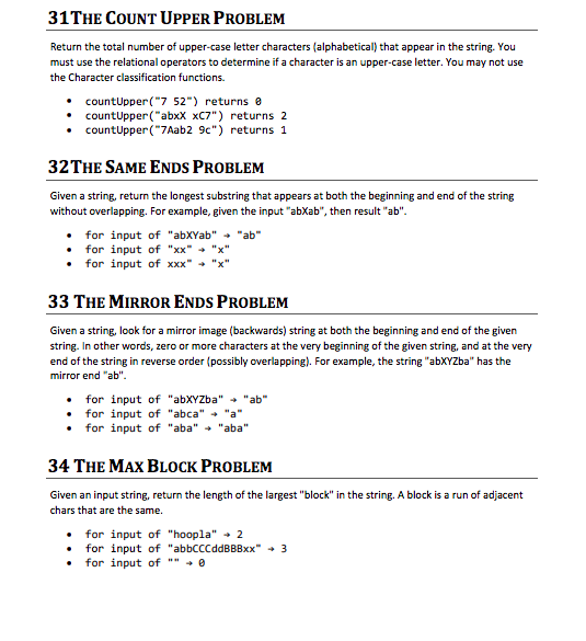Solved 31THE COUNT UPPER PROBLEM Return the total number of | Chegg.com