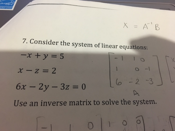 Solved Consider the system of linear equations: - x + y = 5 | Chegg.com