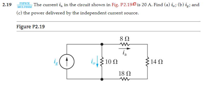 Solved The current ia in the circuit shown in Fig. P 2.19 is | Chegg.com
