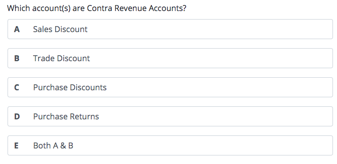 Solved Which account(s) are Contra Revenue Accounts? A Sales | Chegg.com