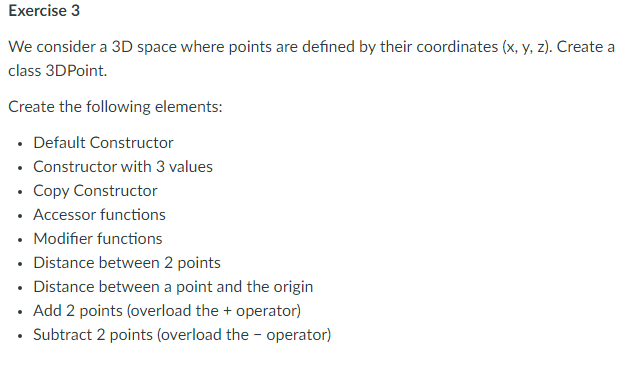 Solved We consider a 3D space where points are defined by | Chegg.com