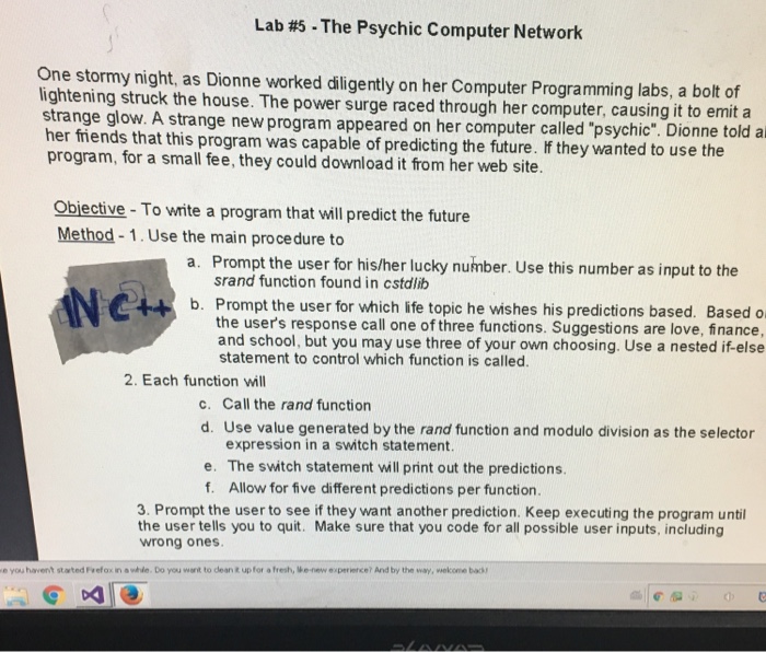 Solved Lab #5-The Psychic Computer Network One stormy night, | Chegg.com