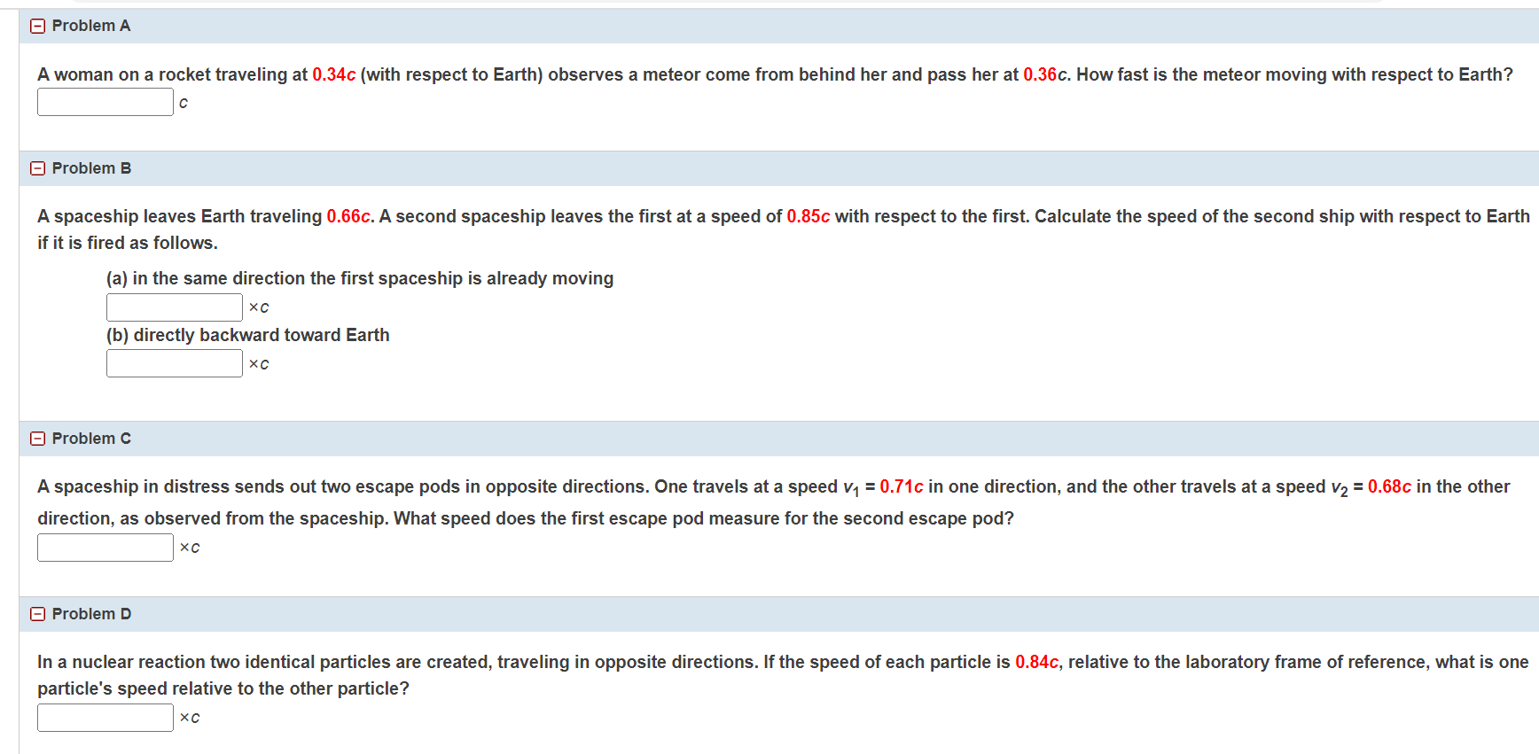 Solved A woman on a rocket traveling at 0.34c (with respect | Chegg.com
