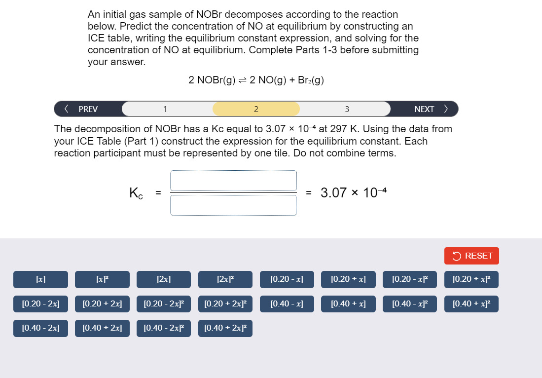 Solved An initial gas sample of NOBr decomposes according to | Chegg.com