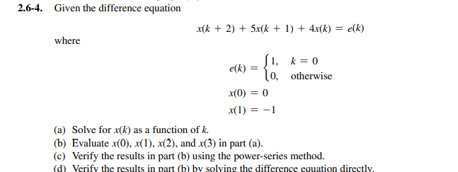 Solved 2.6-4. Given the difference equation | Chegg.com