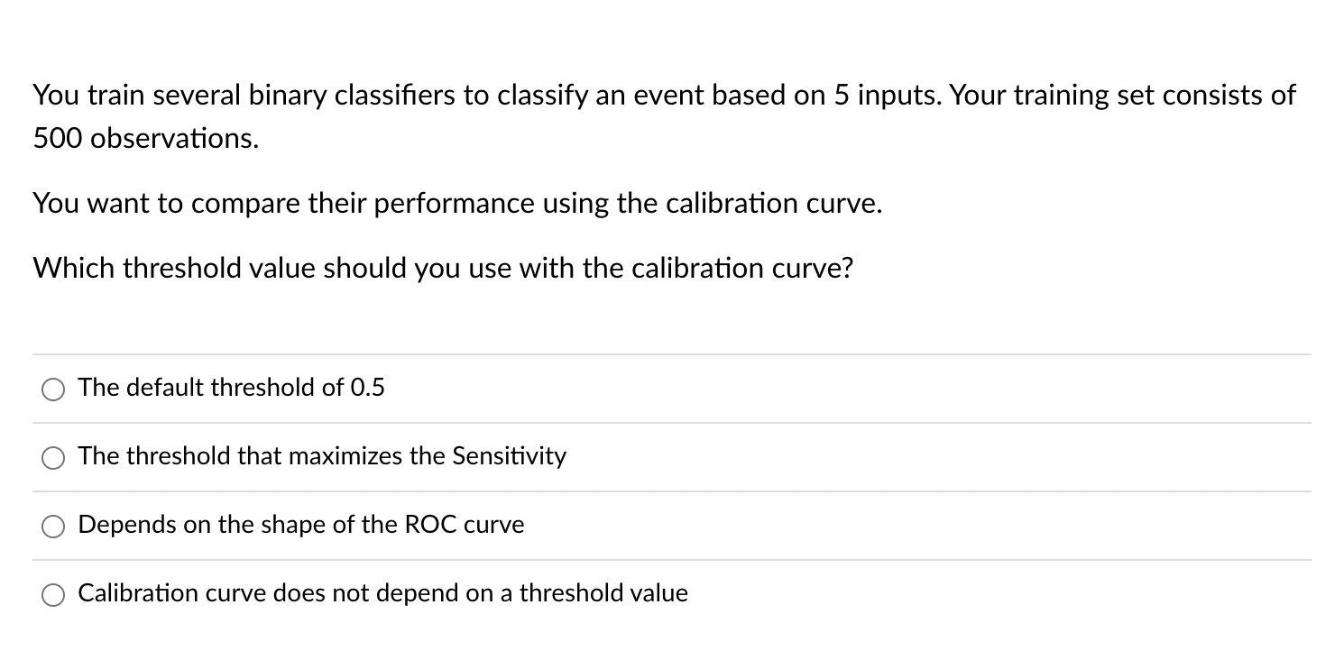 Solved You train several binary classifiers to classify an | Chegg.com
