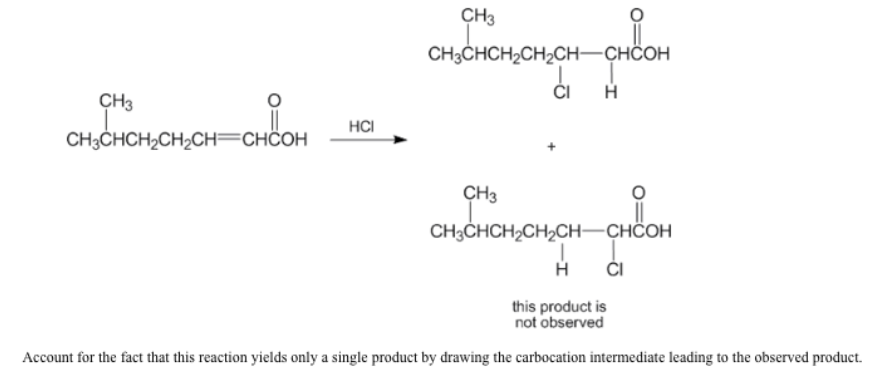 Solved CH3 CH3CHCH2CH2CH CHCOH CI H CH3 HCI CH3CHCH2CH2CH | Chegg.com