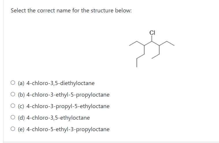 Solved Select the correct name for the structure below: CI O | Chegg.com