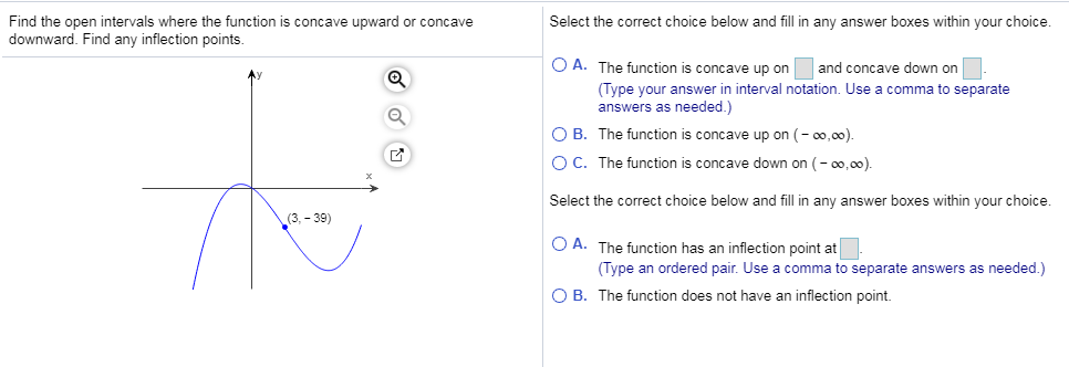 Solved Find the open intervals where the function is concave | Chegg.com