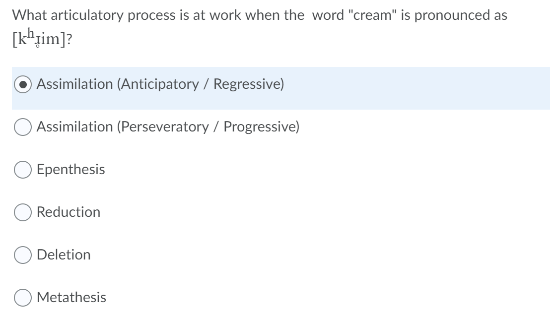 Solved What articulatory process is at work when the word | Chegg.com