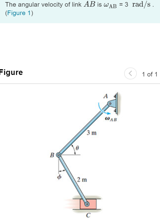 Solved The angular velocity of link AB is WAB = 3 rad/s. | Chegg.com