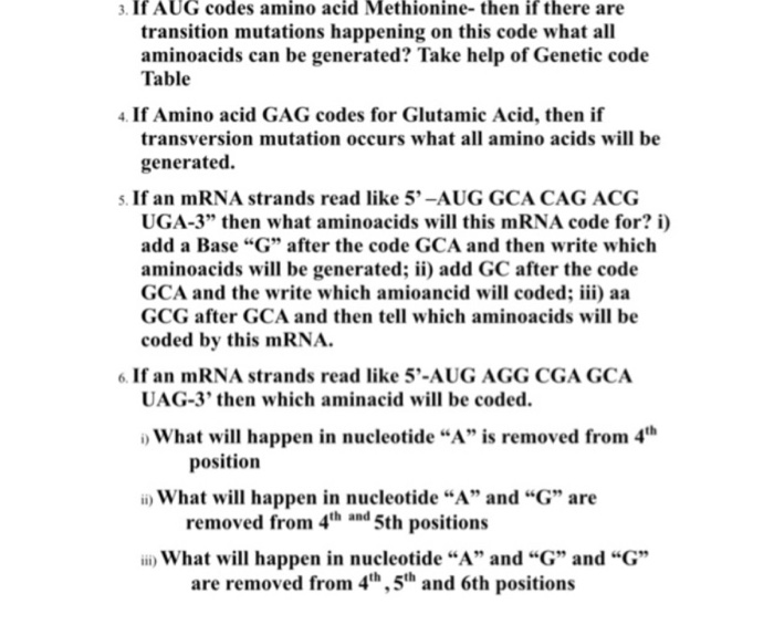 Solved .If AUG codes amino acid Methionine-then if there are | Chegg.com