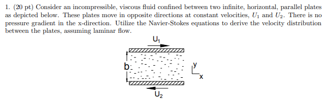 Solved 1. (20pt) Consider an incompressible, viscous fluid | Chegg.com